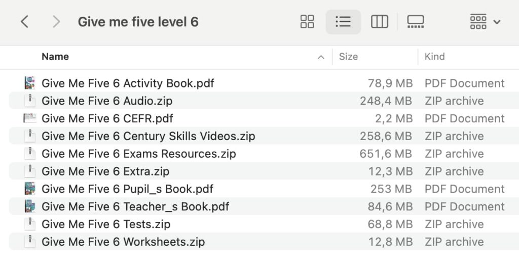 Give Me Five (6 Levels) PDF, Resources Download