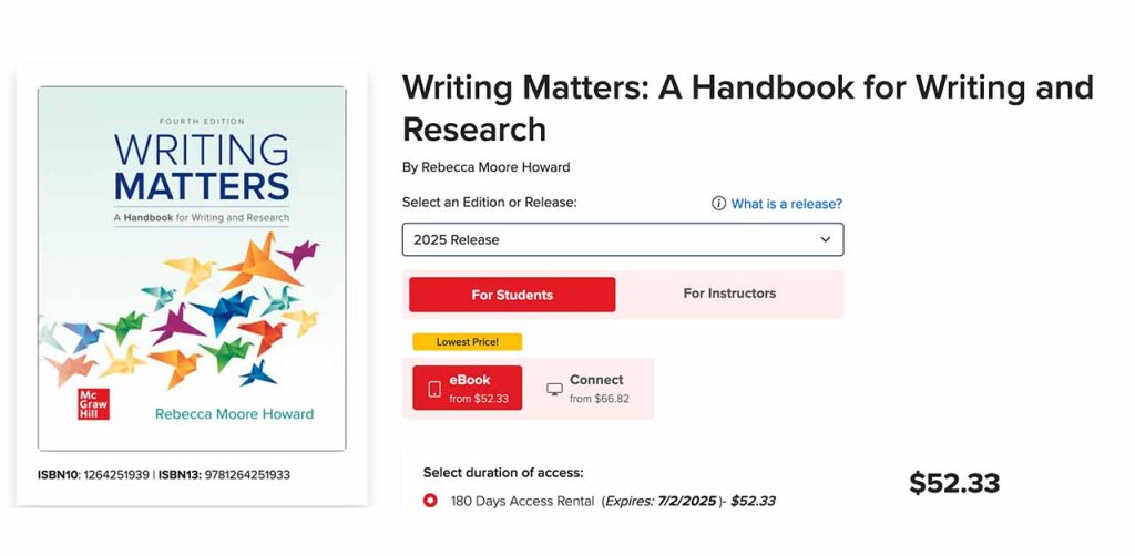 Writing Matters: A Handbook for Writing and Research 4th PDF